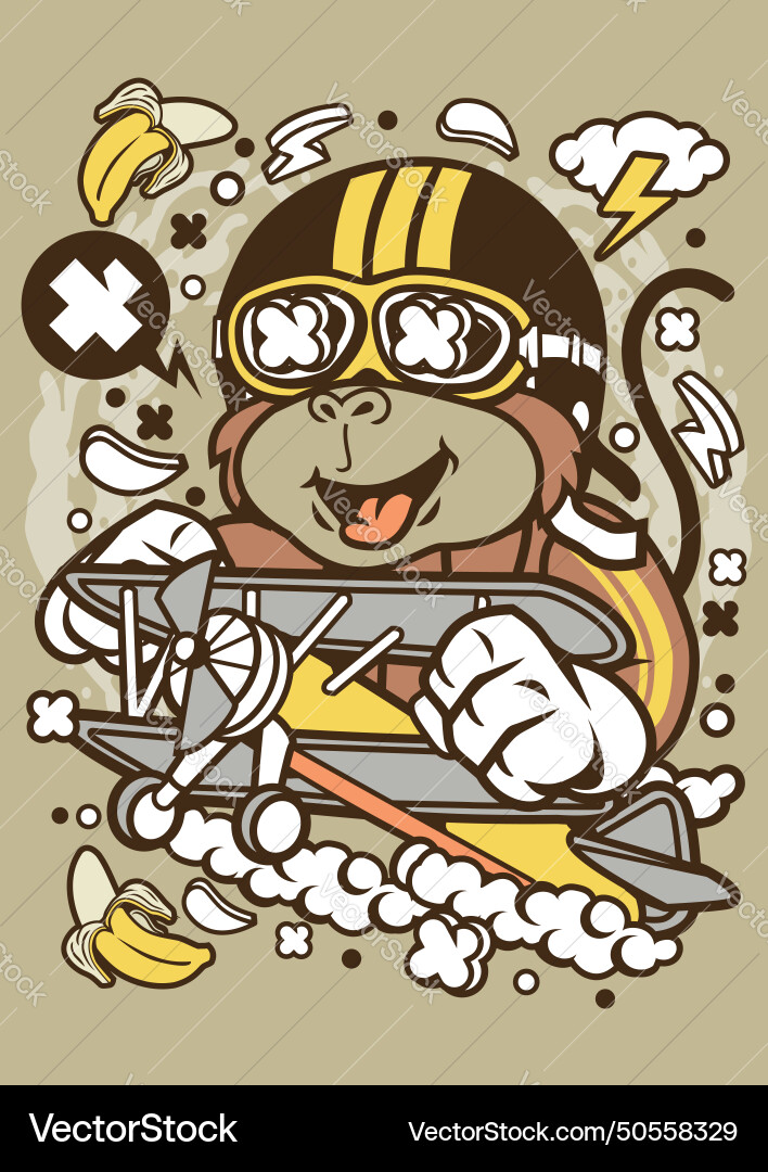 Monkey pilot Royalty Free Vector Image - VectorStock