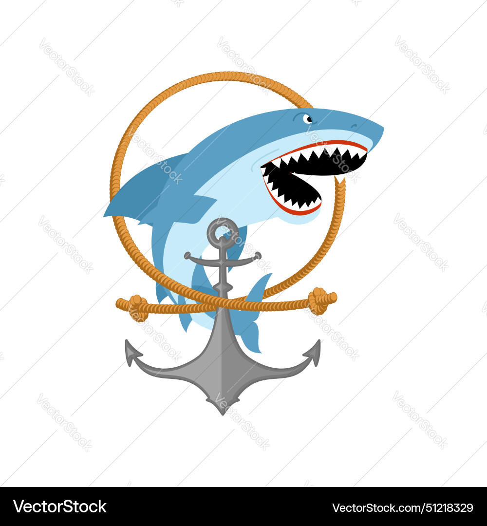 Shark and anchor sign nautical symbol Royalty Free Vector