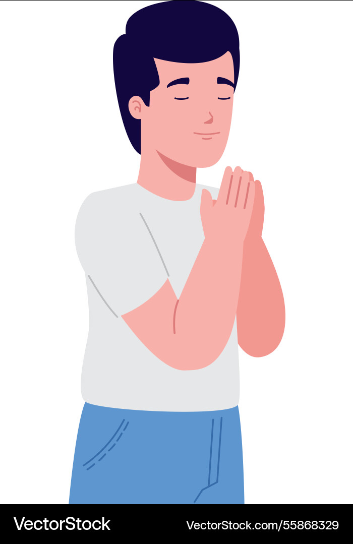 Student praying hands Royalty Free Vector Image