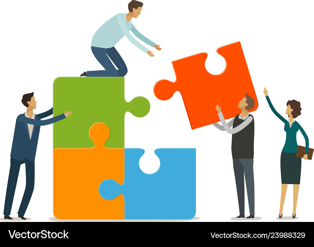 Teamwork Puzzle Collaboration Royalty Free Vector Image
