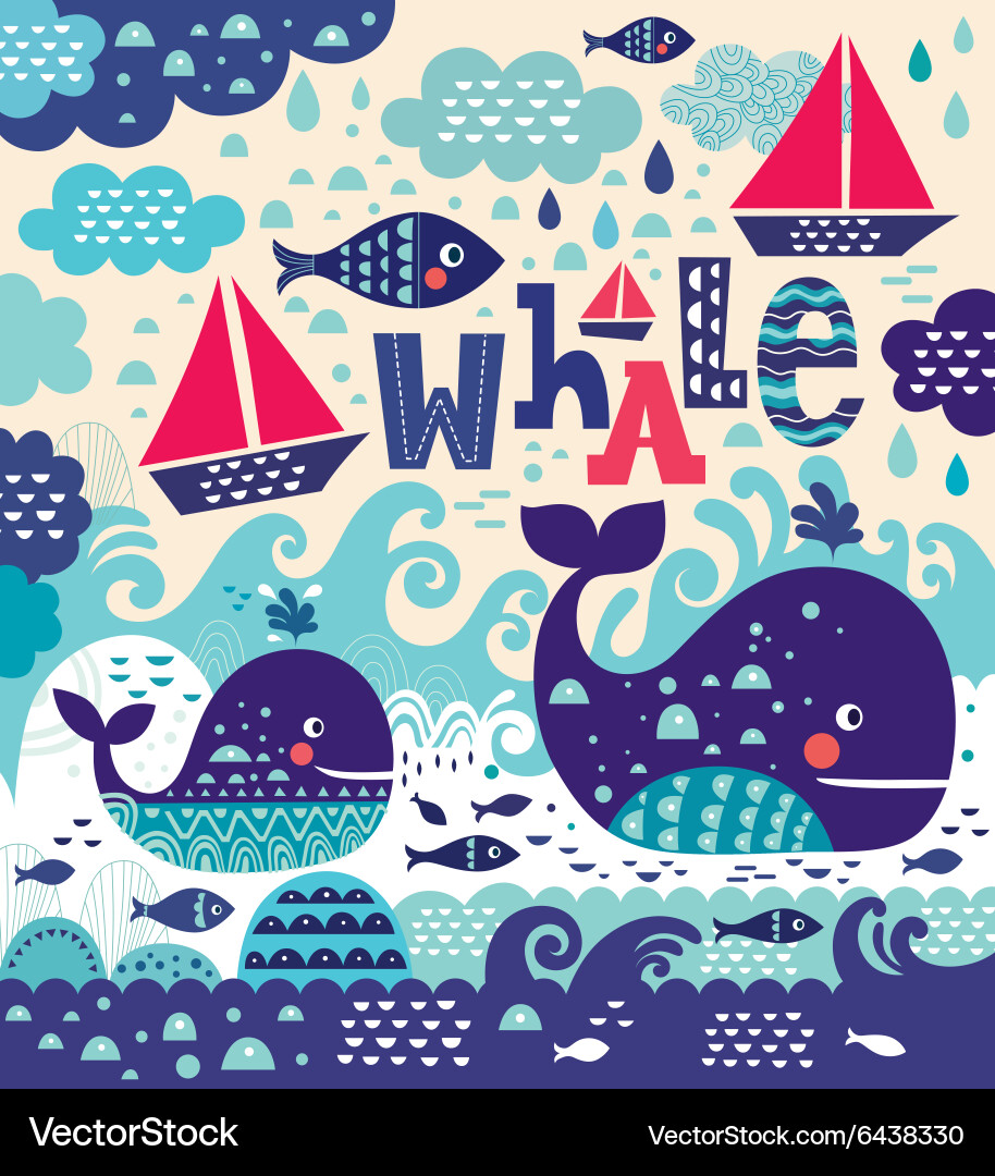 Abstract Whale Art Royalty Free Vector Image - VectorStock
