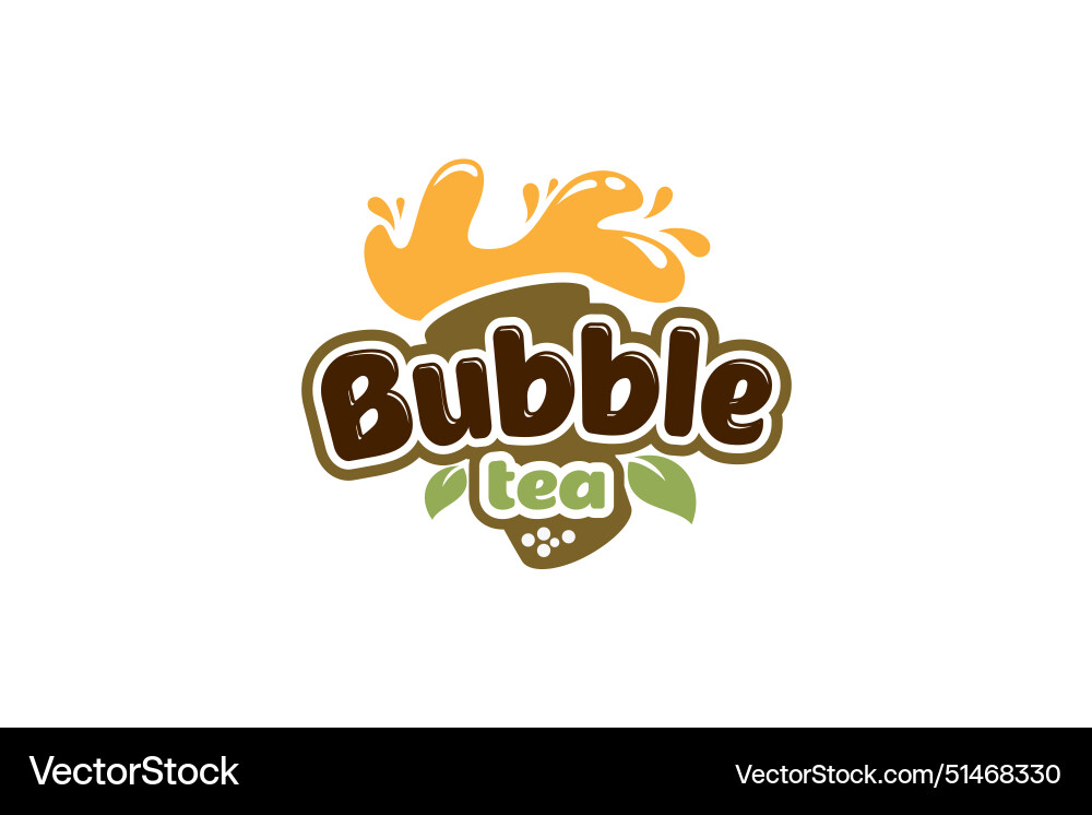 Bubble tea logo with a combination of glass Vector Image