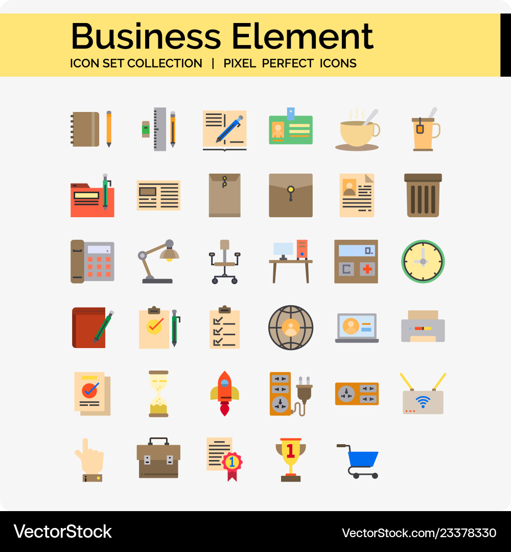 Business Elements - Flat Icons Royalty Free Vector Image