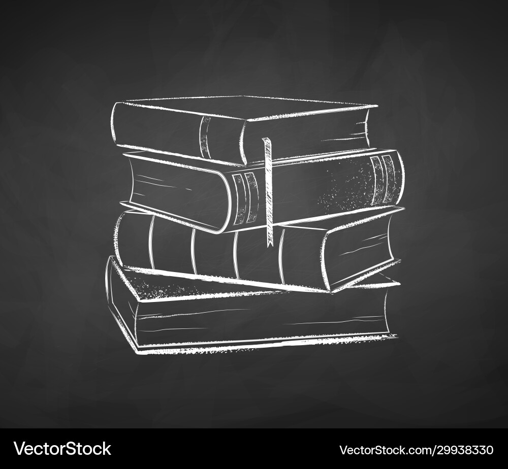Chalked pile books Royalty Free Vector Image - VectorStock
