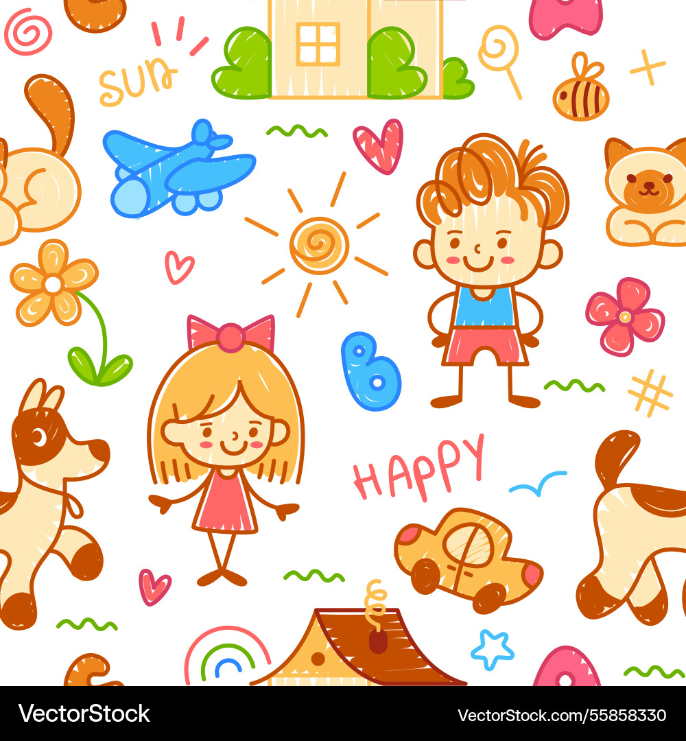 Child painting pattern creative kids Royalty Free Vector
