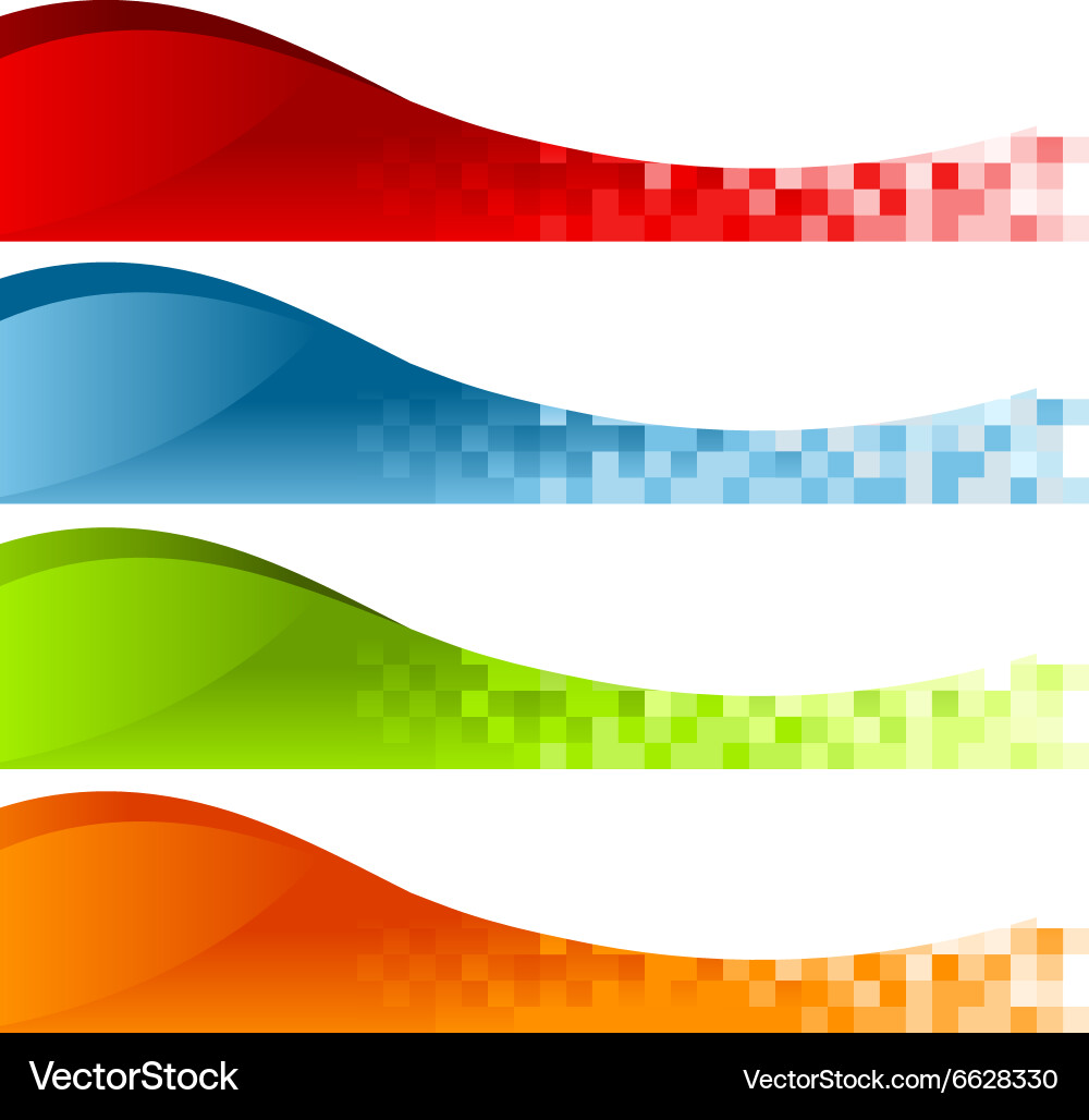 Colorful pixel swoosh banners Royalty Free Vector Image