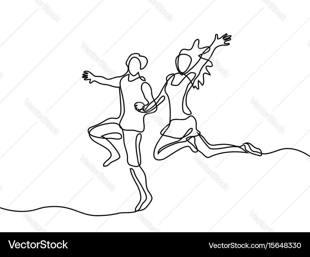 Happy running couple Royalty Free Vector Image