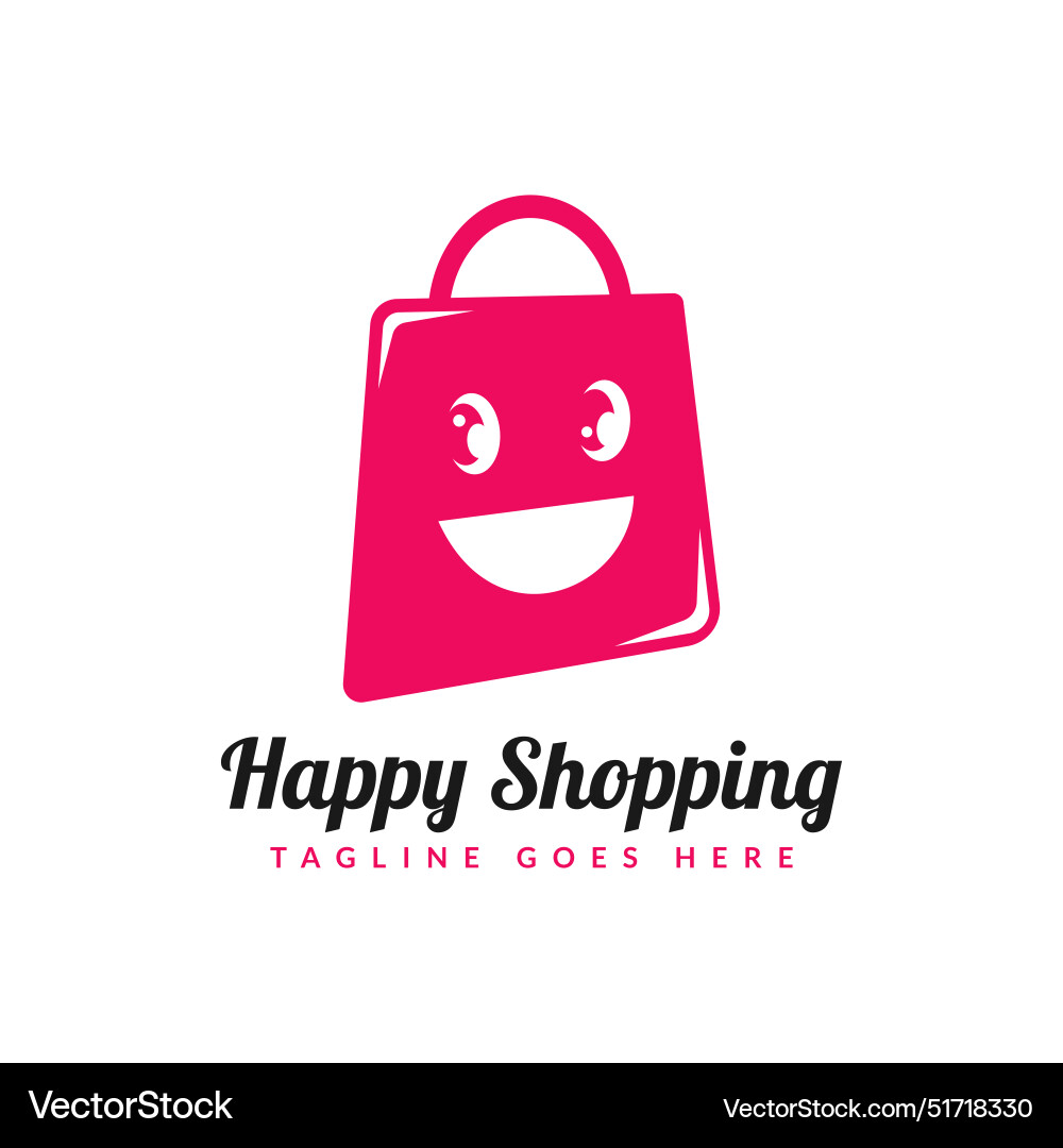 Happy shopping logo design bag Royalty Free Vector Image