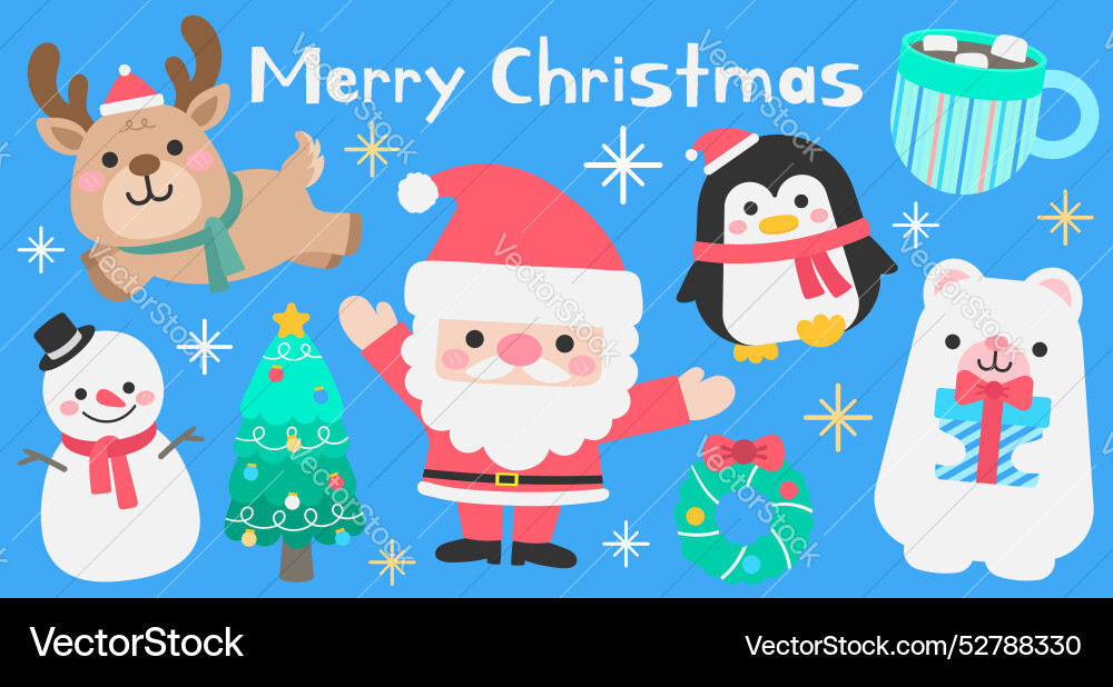 Kid hand drawn cute and colorful christmas element