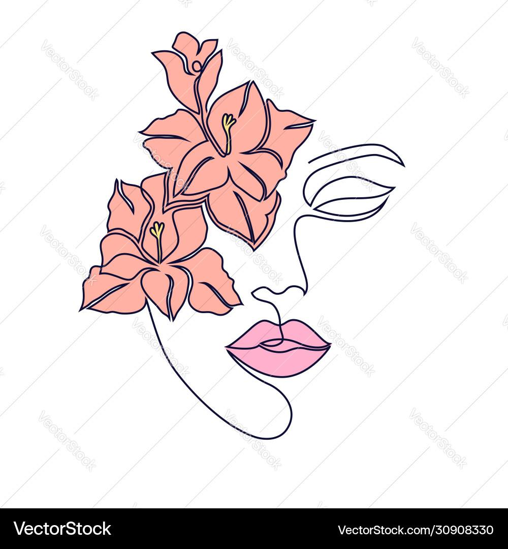 Minimal woman face Royalty Free Vector Image - VectorStock
