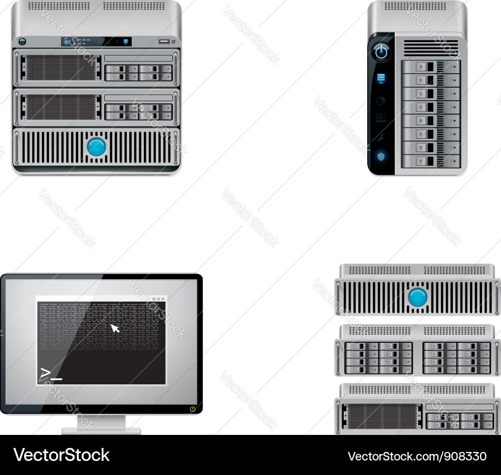Server icon set Royalty Free Vector Image - VectorStock
