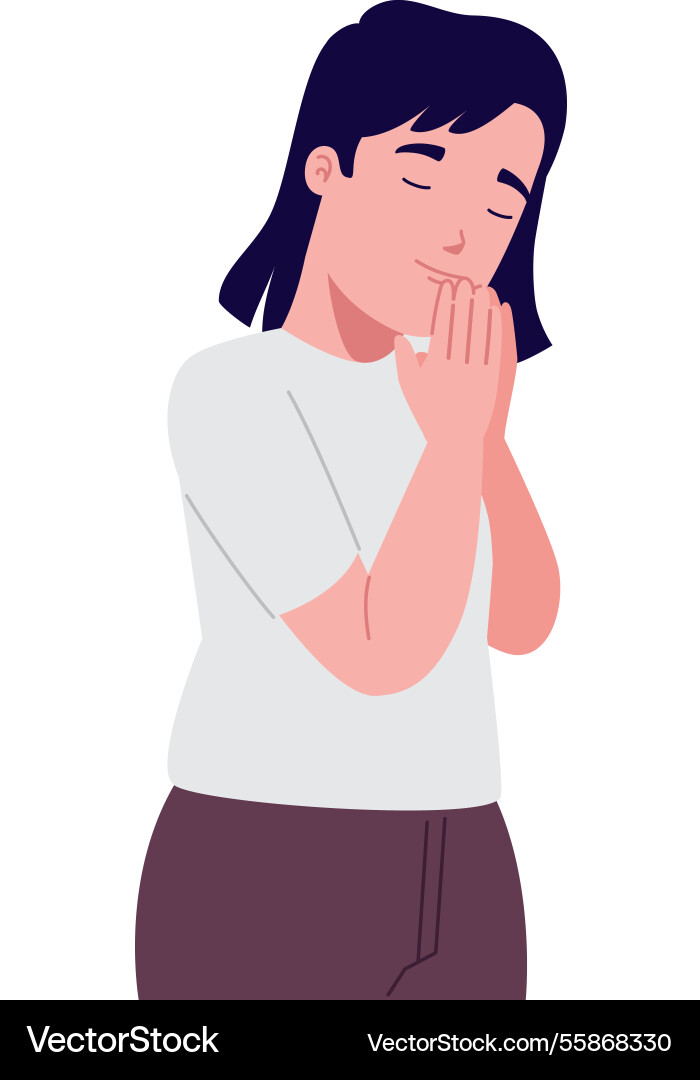 Student praying worship Royalty Free Vector Image