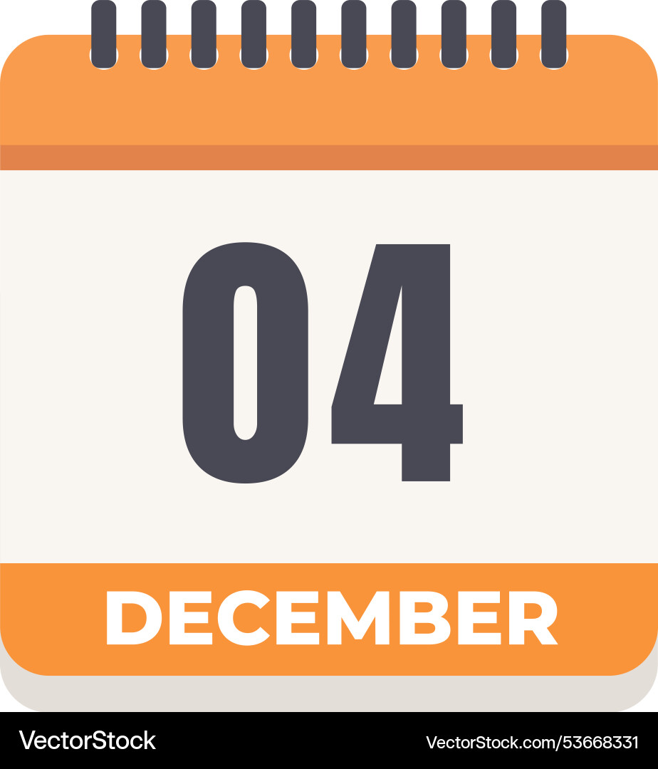 4 december- daily calendar icon design yellow Vector Image