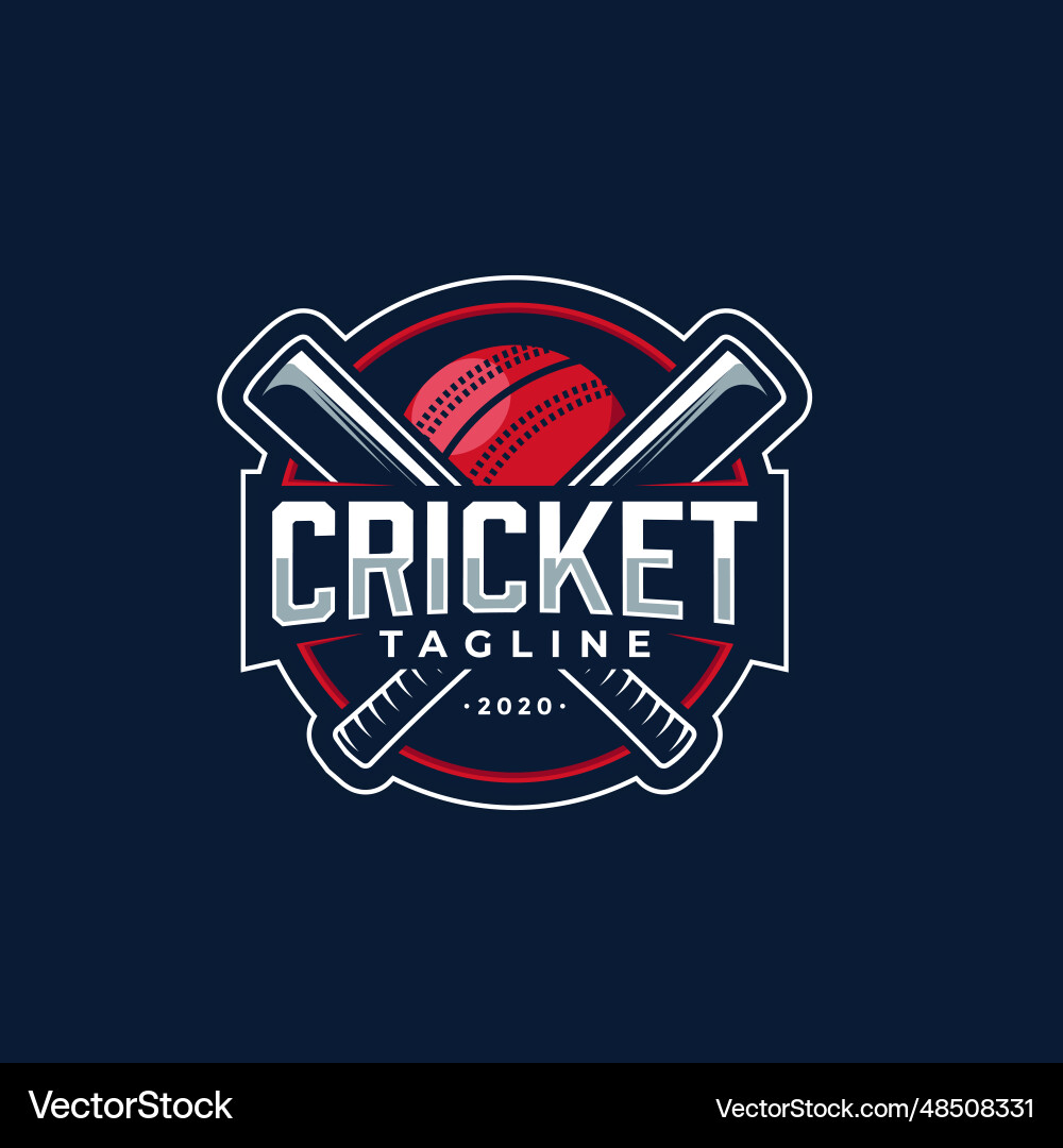 Badge emblem cricket logo club design Royalty Free Vector