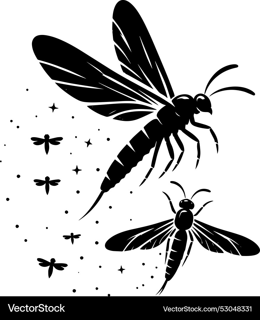 Beautiful firefly insect silhouette isolated on a Vector Image