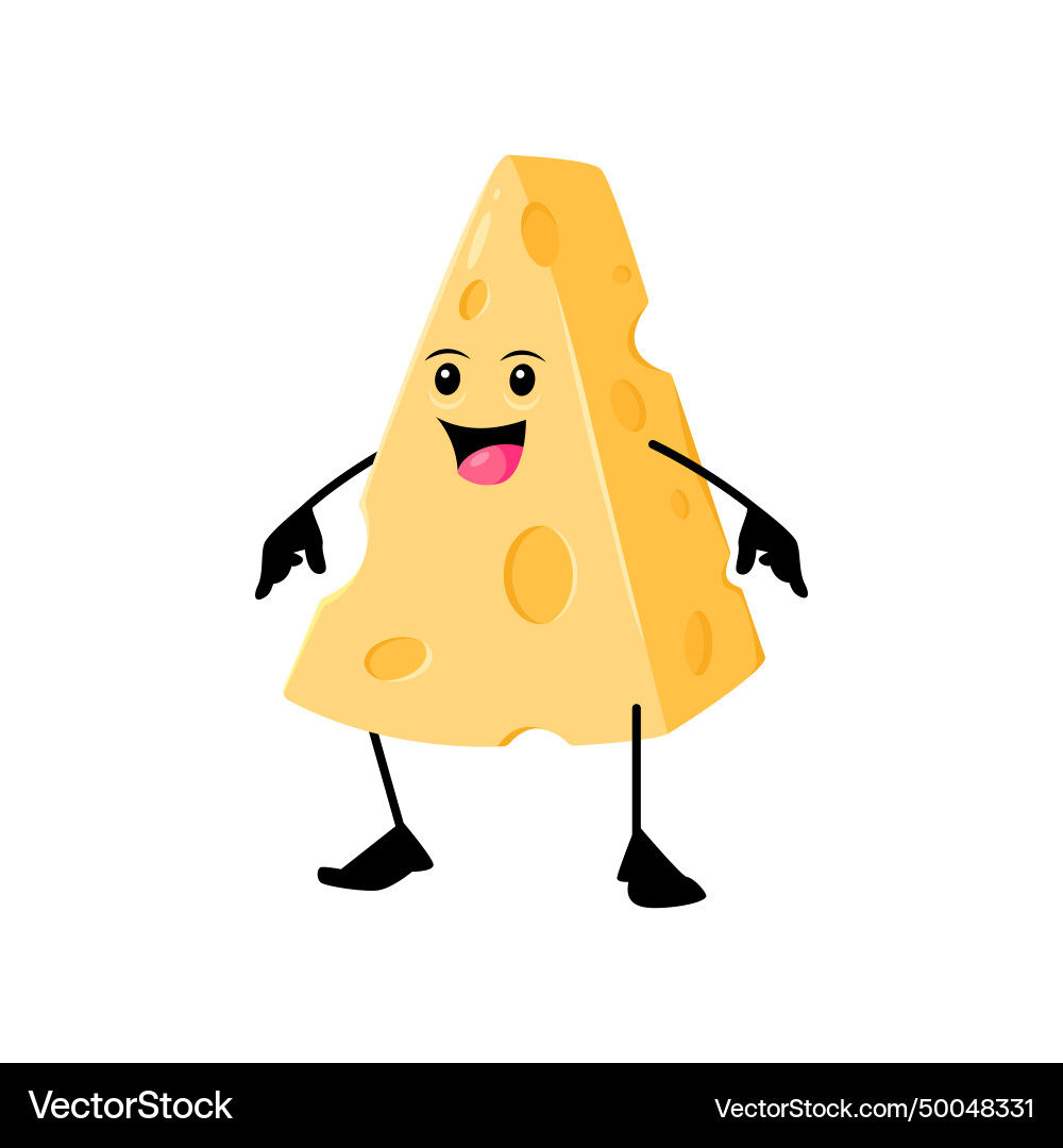 Cartoon cheerful cheese funny breakfast character Vector Image