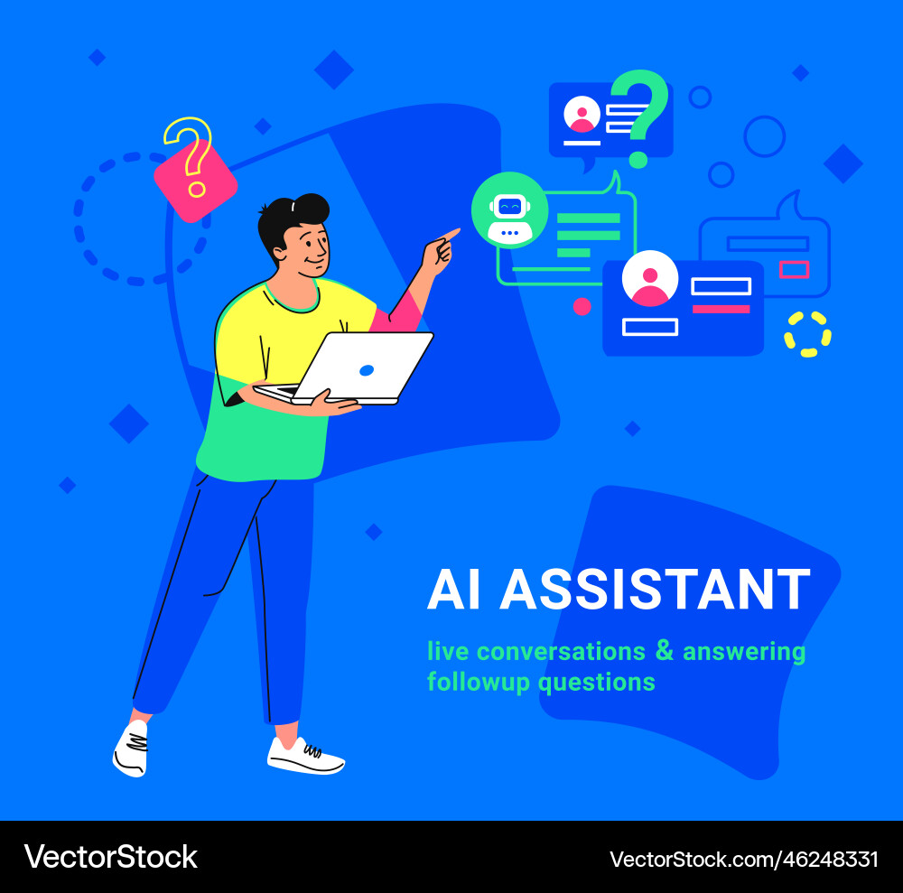 Chatbot ai assistant online support Royalty Free Vector