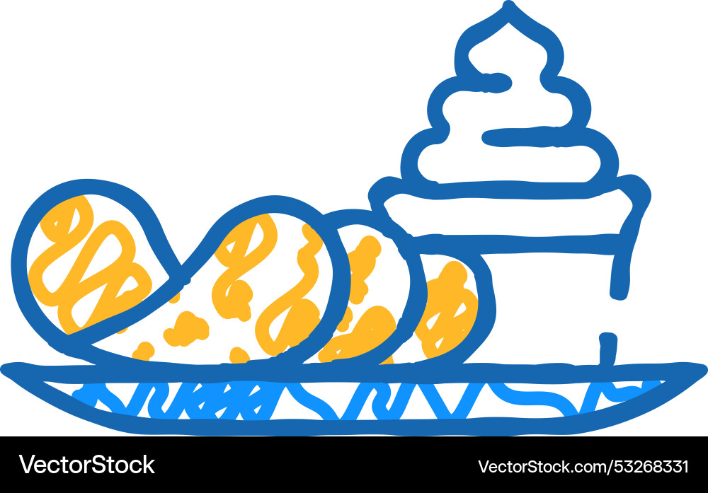 Chips with spicy sauce icon doodle Royalty Free Vector Image