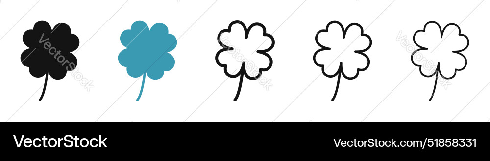 Clover icon set in black and blue colors Vector Image