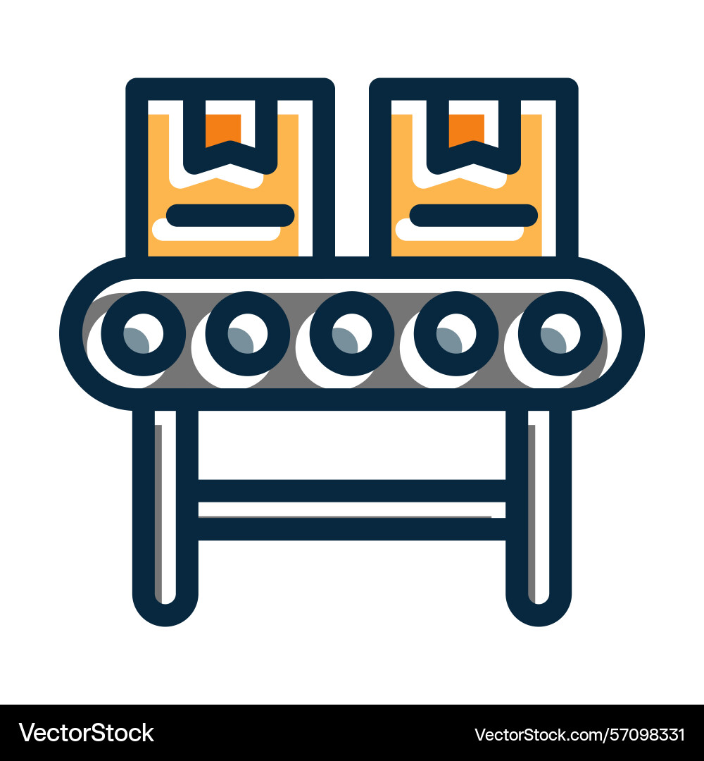 Conveyor thick line filled dark colors icons Vector Image