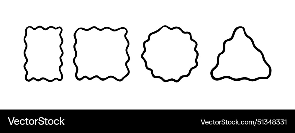 Doodle wave curve edge frame brush hand drawn Vector Image