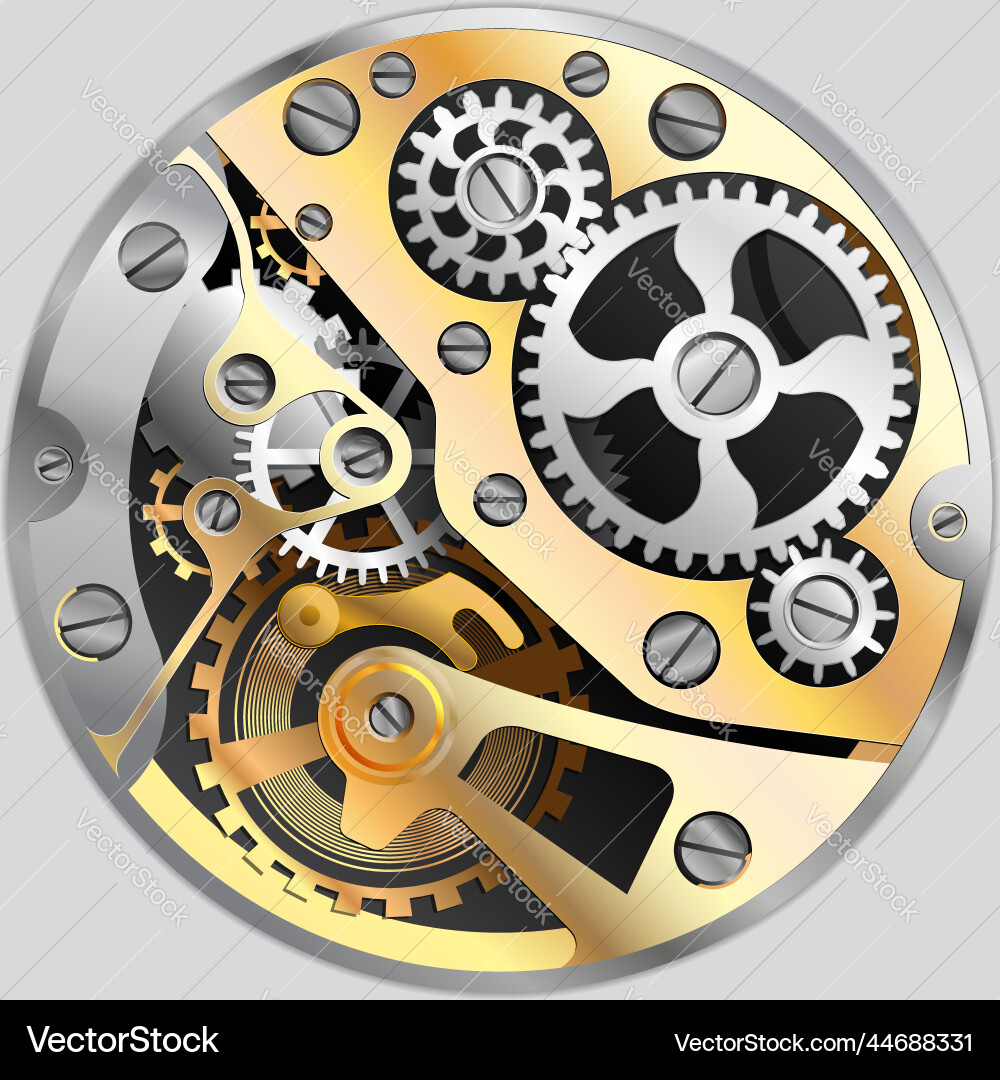 Drawing of an internal mechanism clock Royalty Free Vector