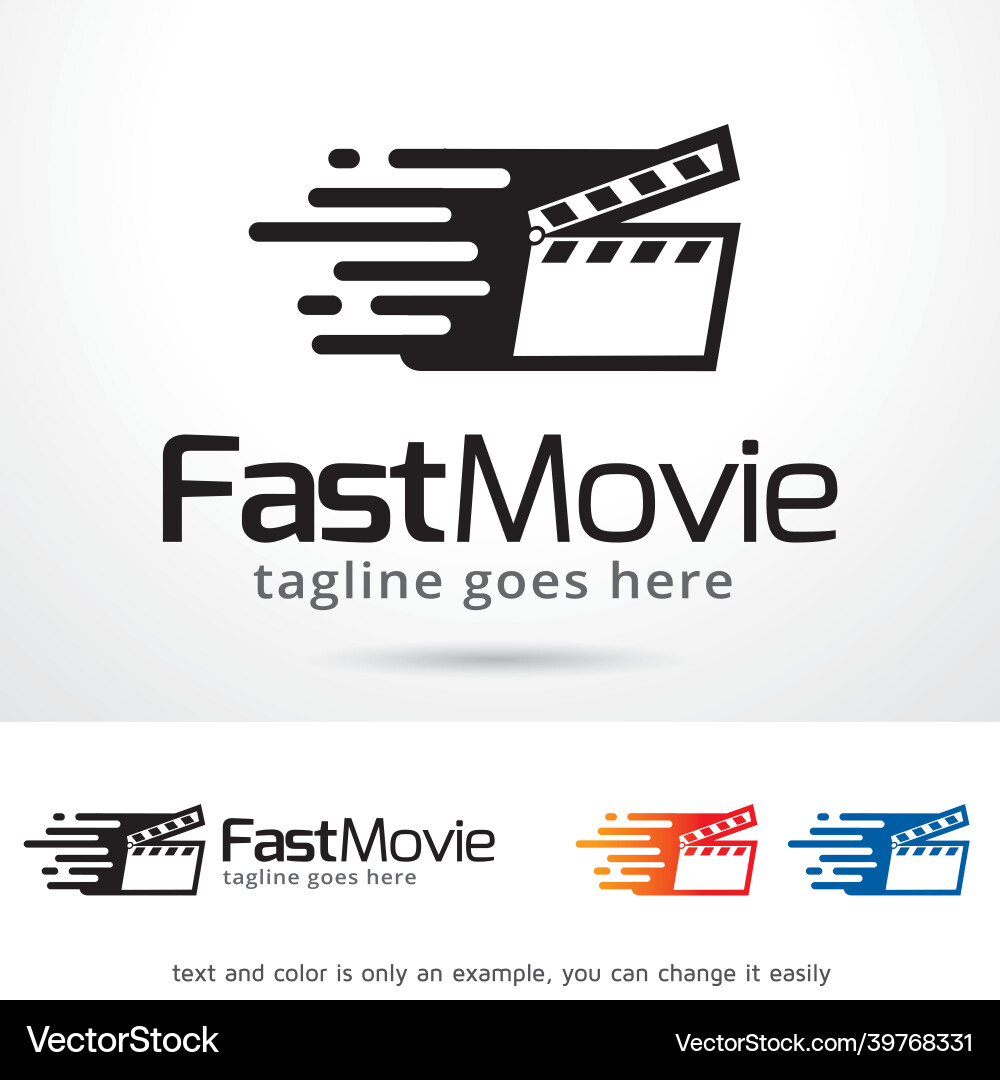 Fast movie logo template Royalty Free Vector Image