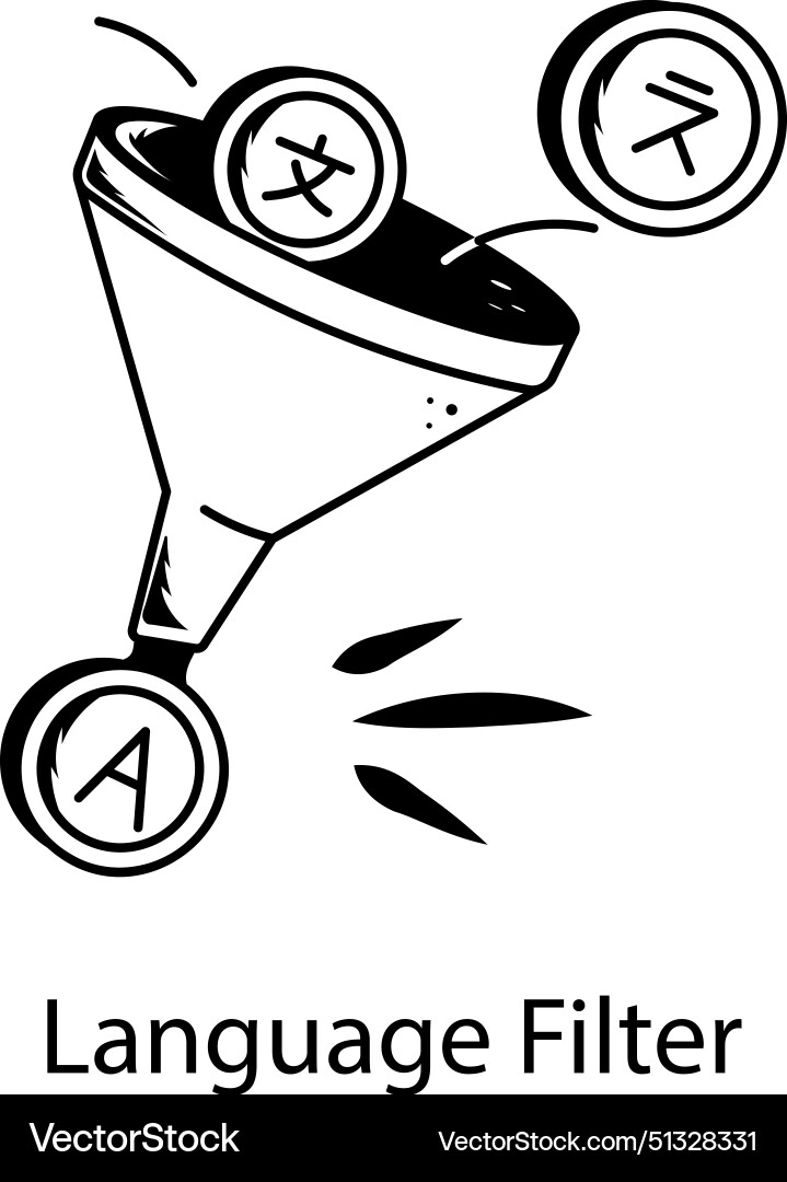 Language filter Royalty Free Vector Image - VectorStock