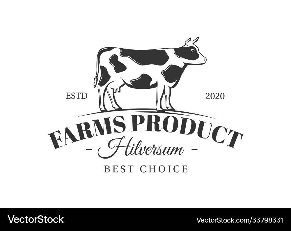 Milk farm label isolated on white background Vector Image
