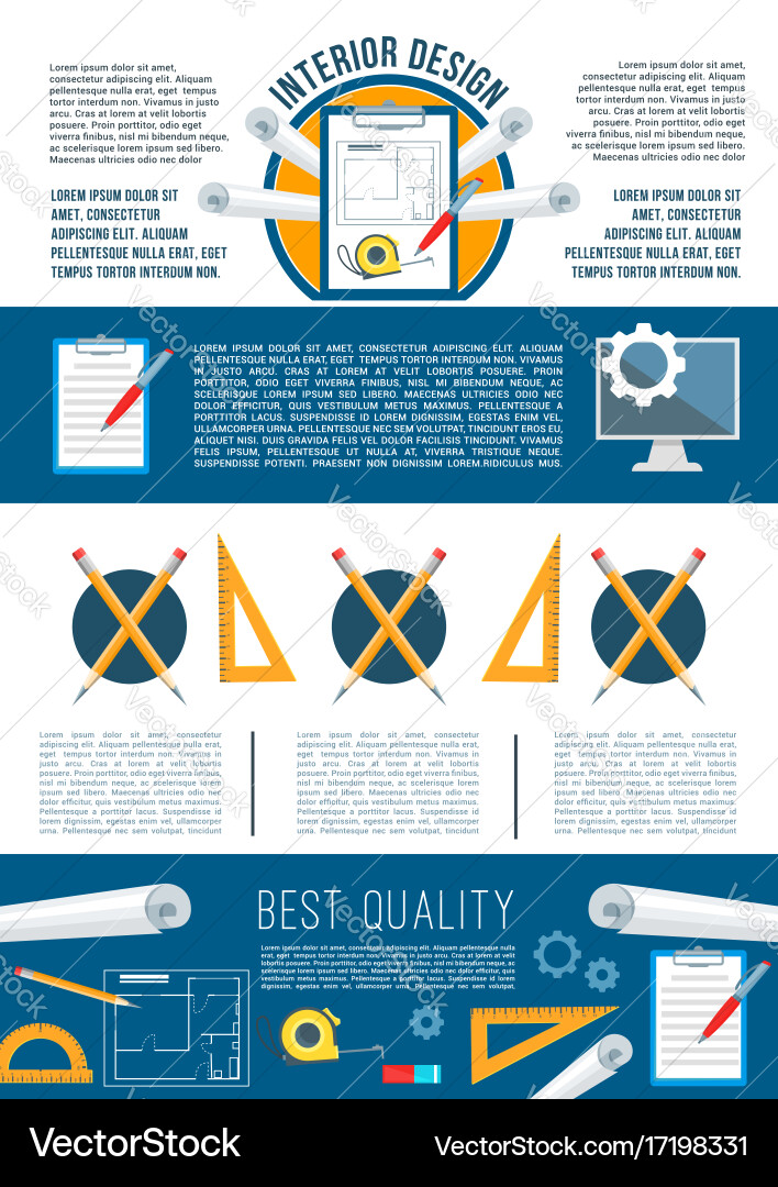 Poster of home interior design work tools Vector Image