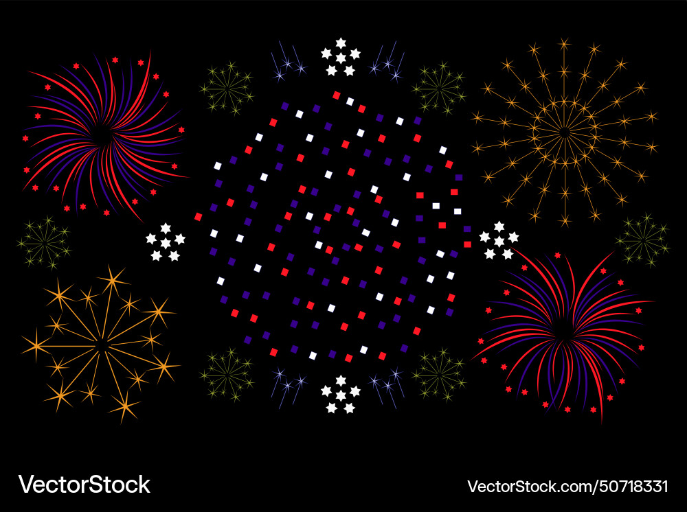 Set of fireworks Royalty Free Vector Image - VectorStock