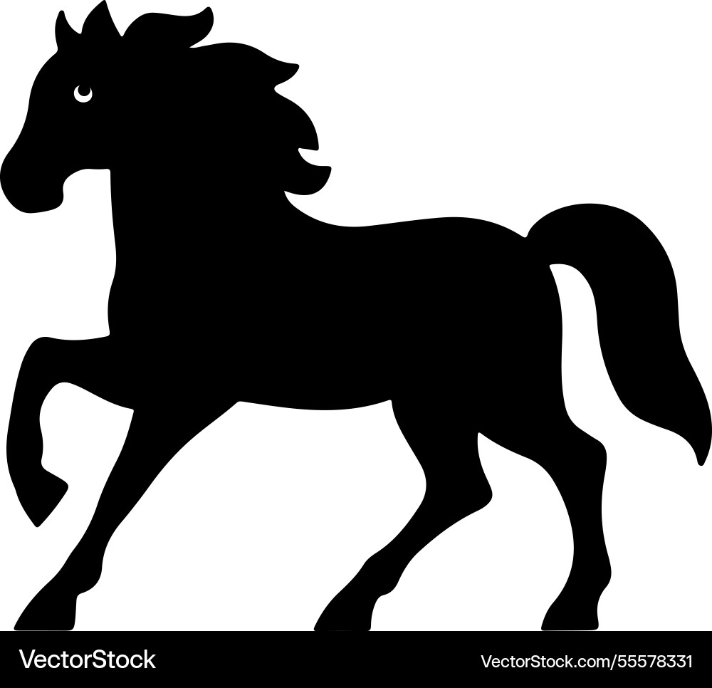Standing arabian horse silhouette black icon Vector Image