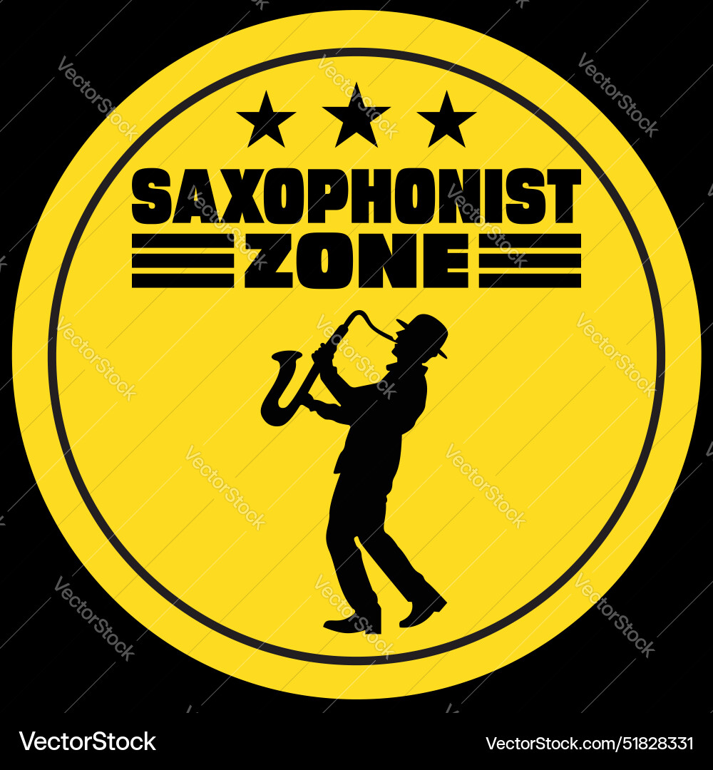 Warning instrumentalist saxophonist zone musician Vector Image