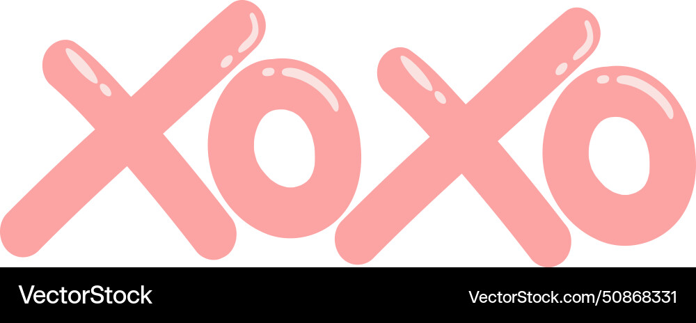 Xoxo pink lover sign doodle style icon Royalty Free Vector