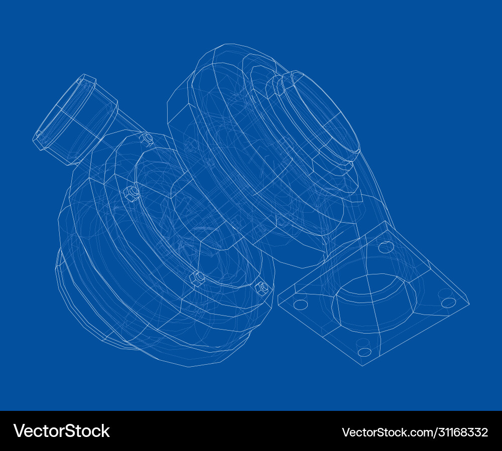 Automobile turbocharger concept outline Royalty Free Vector