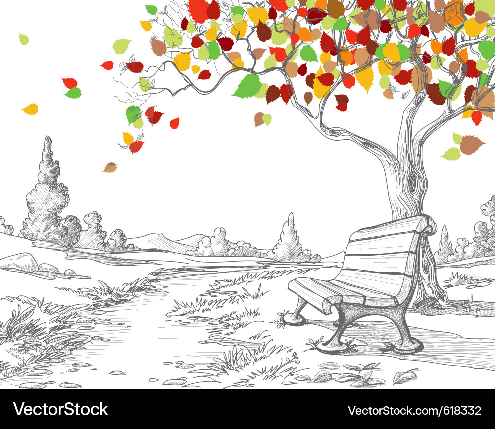 Autumn Park Sketch Royalty Free Vector Image - VectorStock