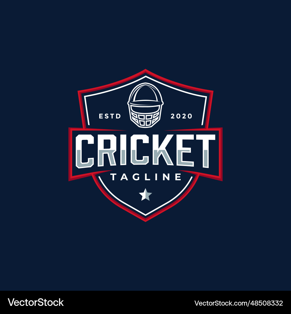 Badge emblem cricket logo club design Royalty Free Vector