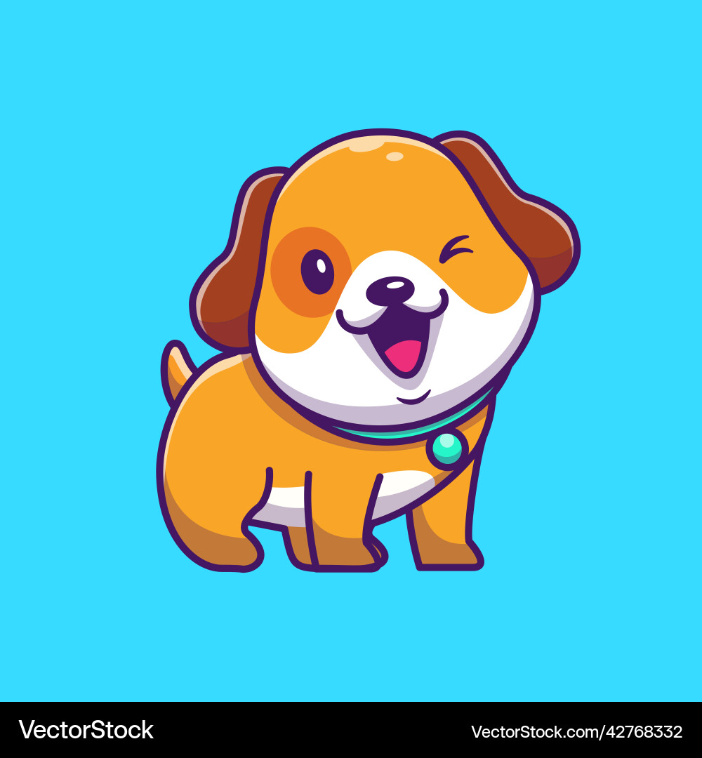 Cute dog wink eye cartoon Royalty Free Vector Image