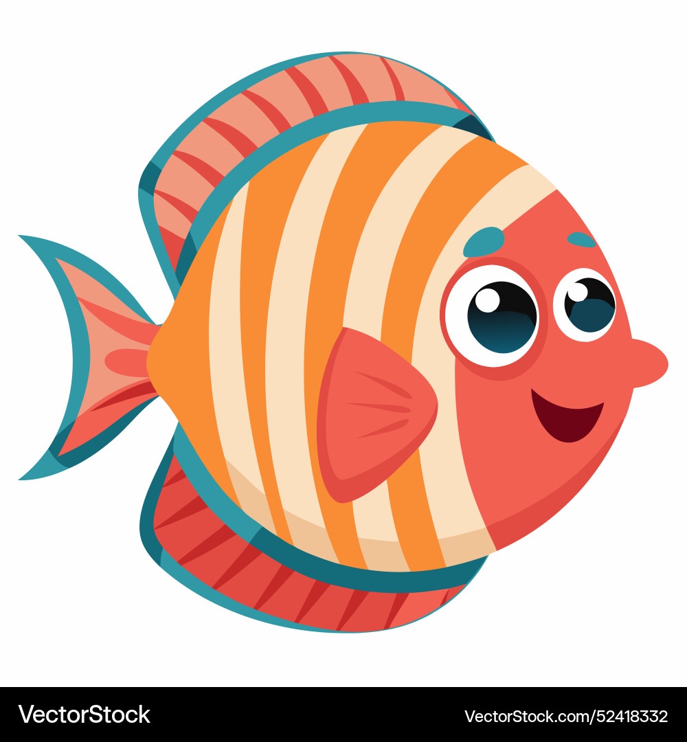 Discus fish smiles kawaii Royalty Free Vector Image