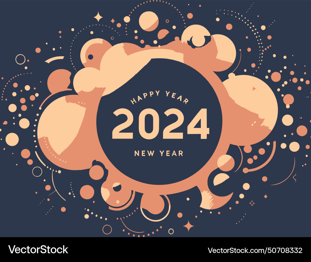 Flat happy new year 2024 back Royalty Free Vector Image