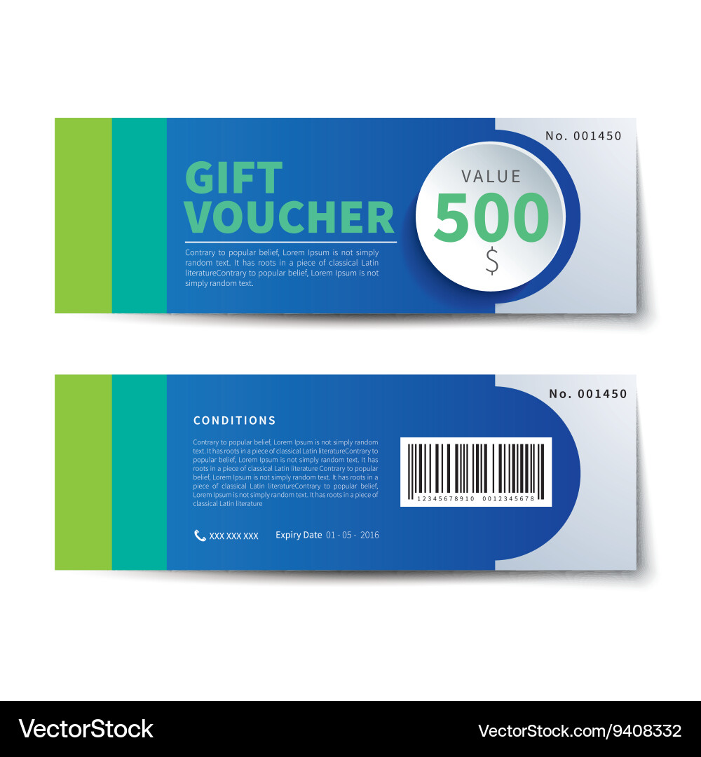 Gift voucher discount template design Royalty Free Vector
