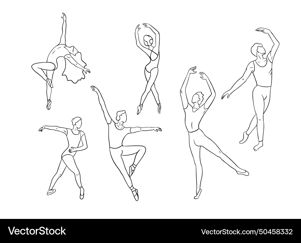 Hand drawn sketch outline set with dancing people Vector Image