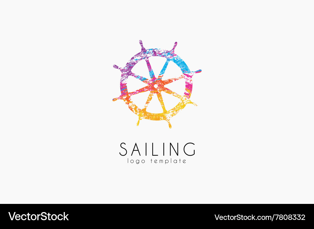 Helm logo sailing design color Royalty Free Vector Image