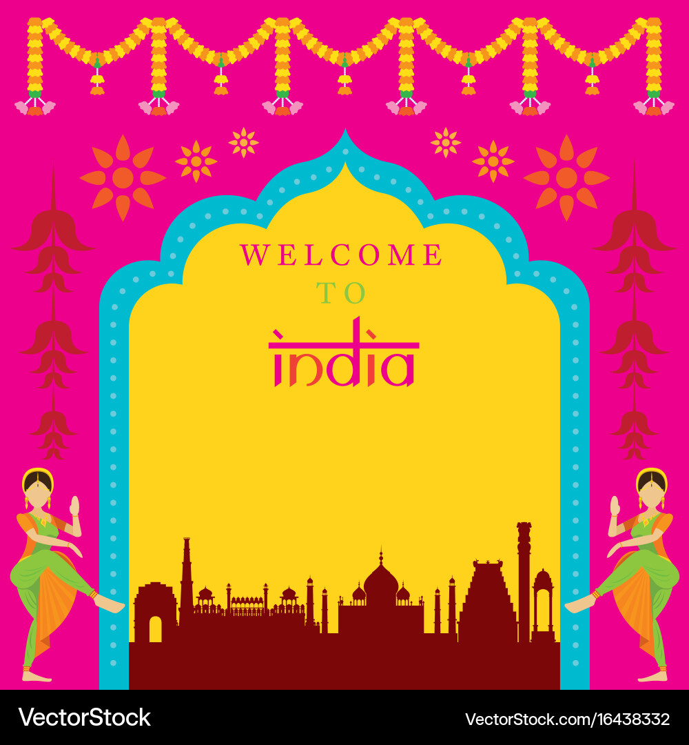 India travel attraction frame Royalty Free Vector Image