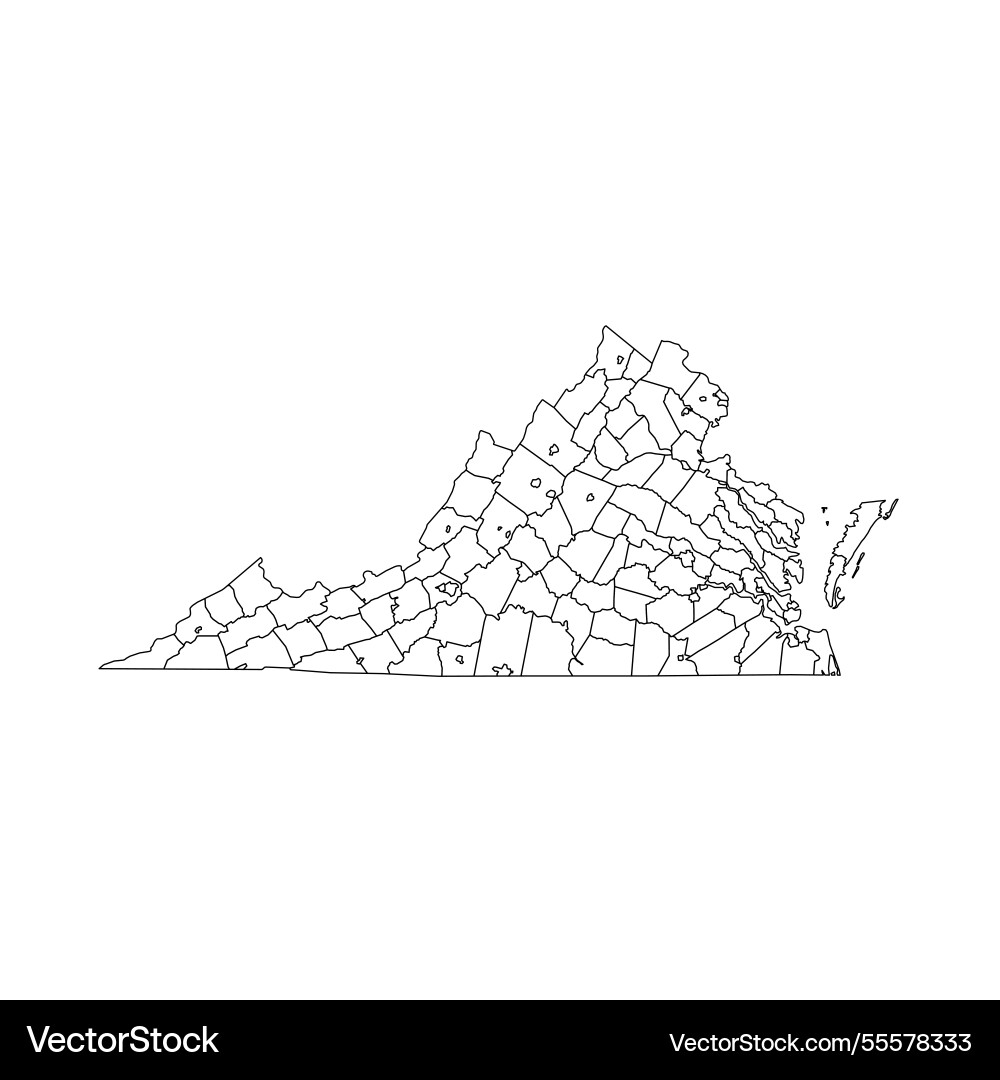 Administrative map of virginia va Royalty Free Vector Image