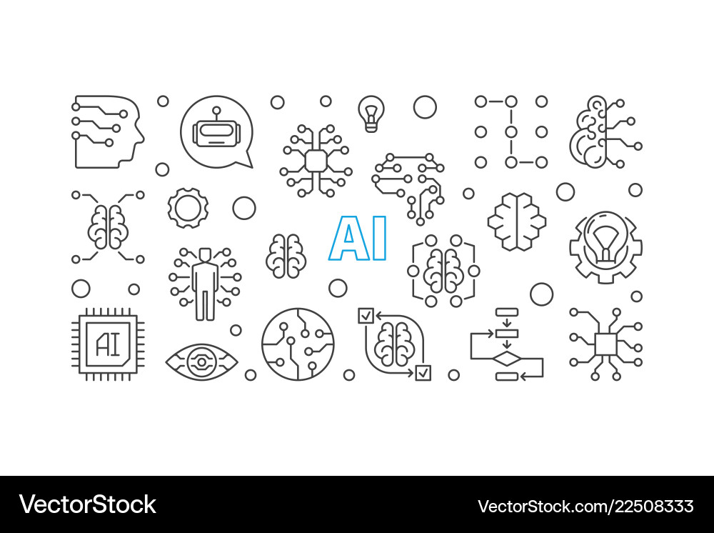 Ai concept outline horizontal Royalty Free Vector Image