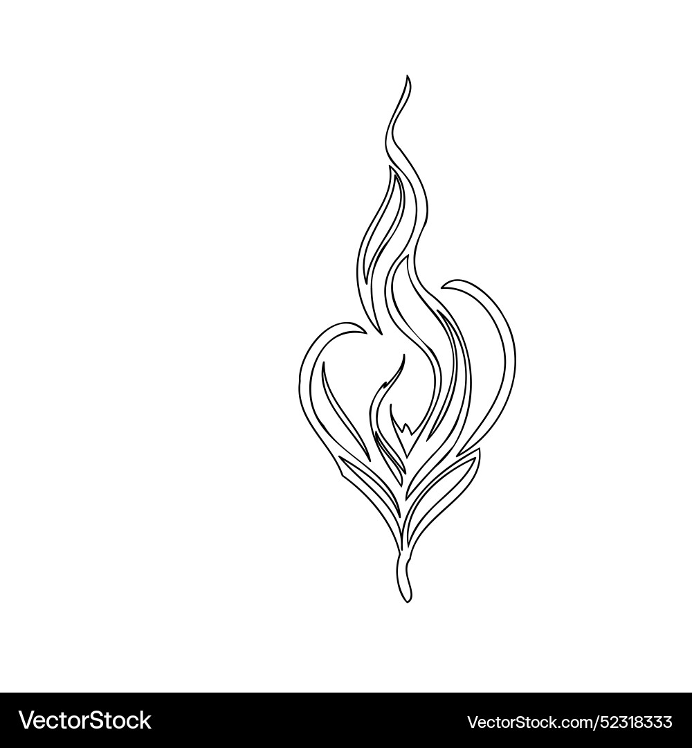 Candle flame fire heart outline sketch Royalty Free Vector