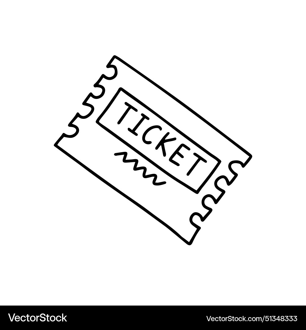 Doodle single hand drawn ticket isolated drawing Vector Image