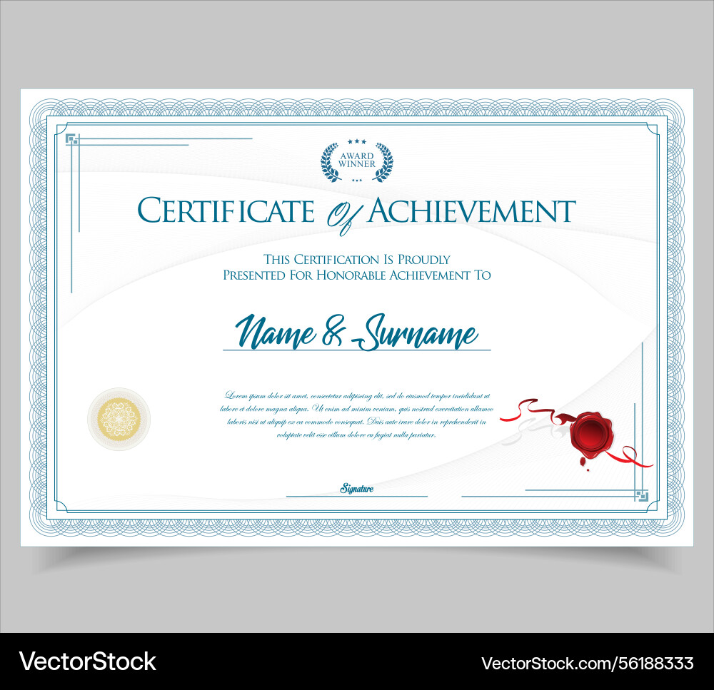Elegant and luxurious certificate template award – Royalty-Free Vector | VectorStock