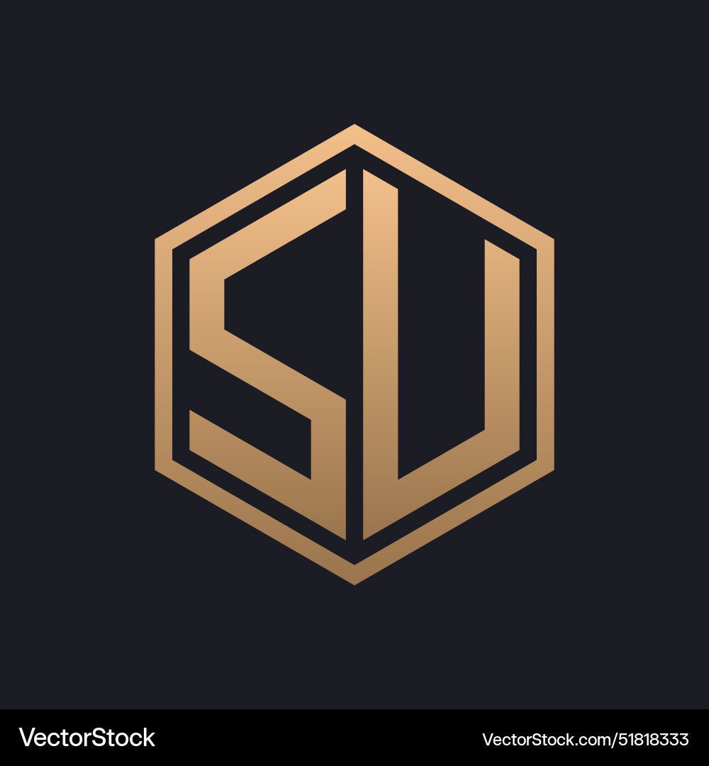 Elegant hexagon letter su logo design initial Vector Image